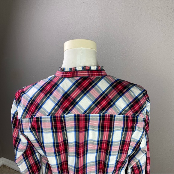 J. Crew | Tops | Nwt J Crew Red And White Plaid Button Down Long Sleeve Blouse Size Medium ...